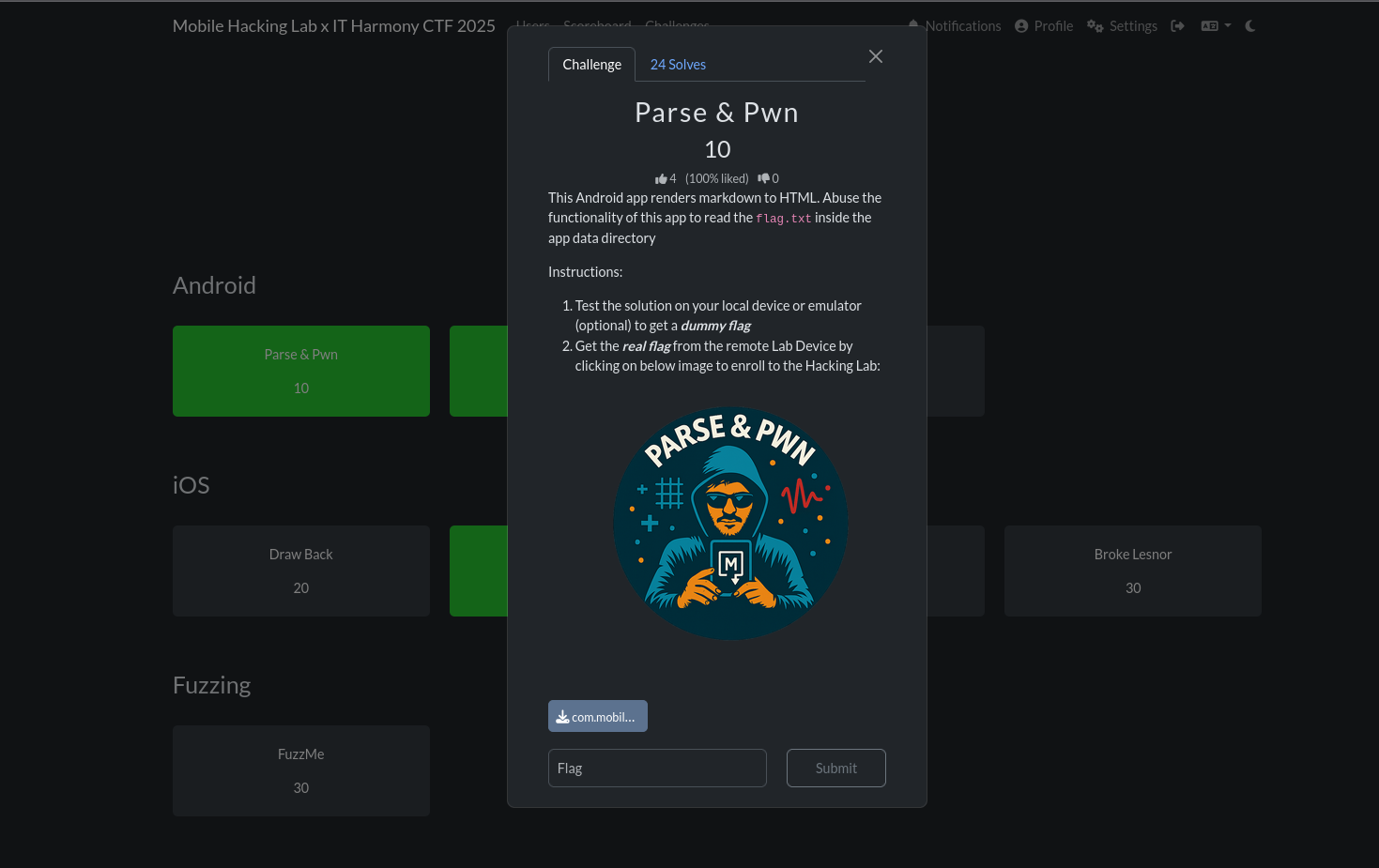 Mobile Hacking Lab x IT Harmony CTF 2025